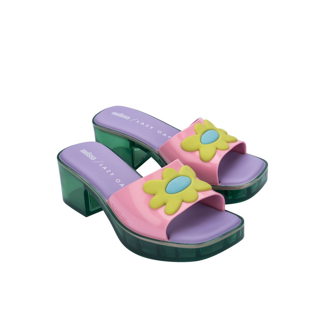 Melissa Shape + Lazy Oaf Ad Green Pink Lilac Klapki Na Obcasie Damskie ...