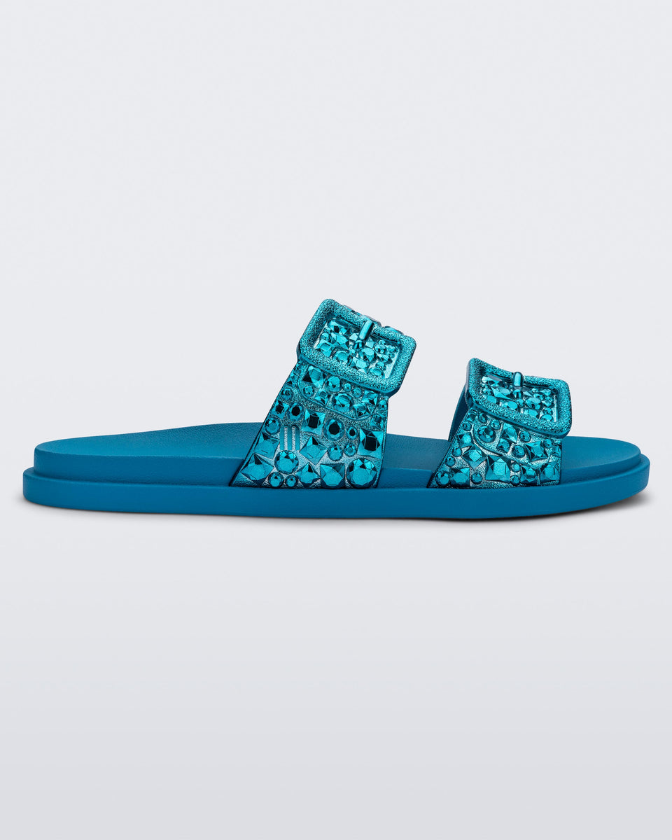 Melissa Lust Slide AD Blue Metallic Blue Klapki Damskie Niebieskie ...