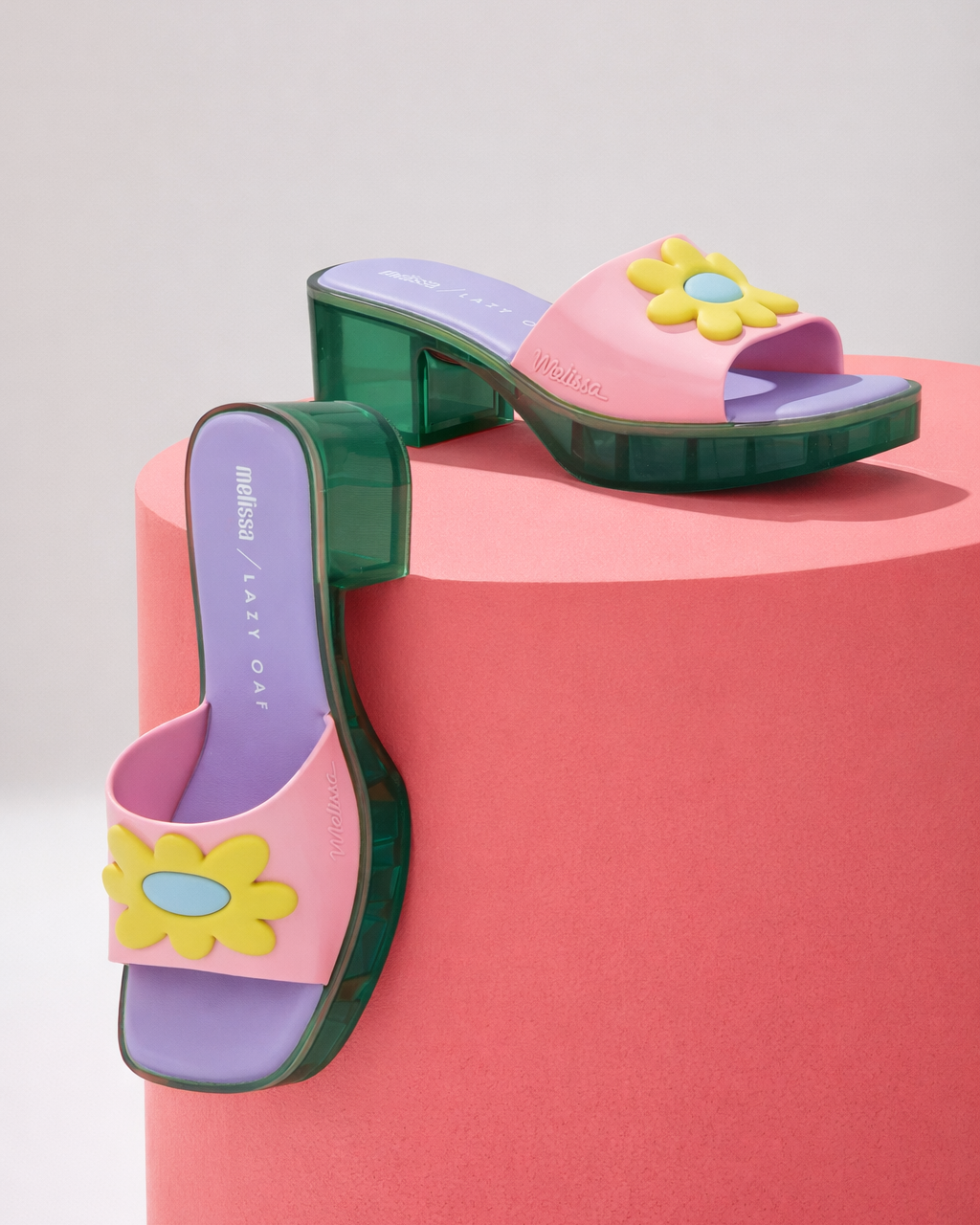 Melissa Shape + Lazy Oaf Ad Green Pink Lilac Klapki Na Obcasie Damskie ...